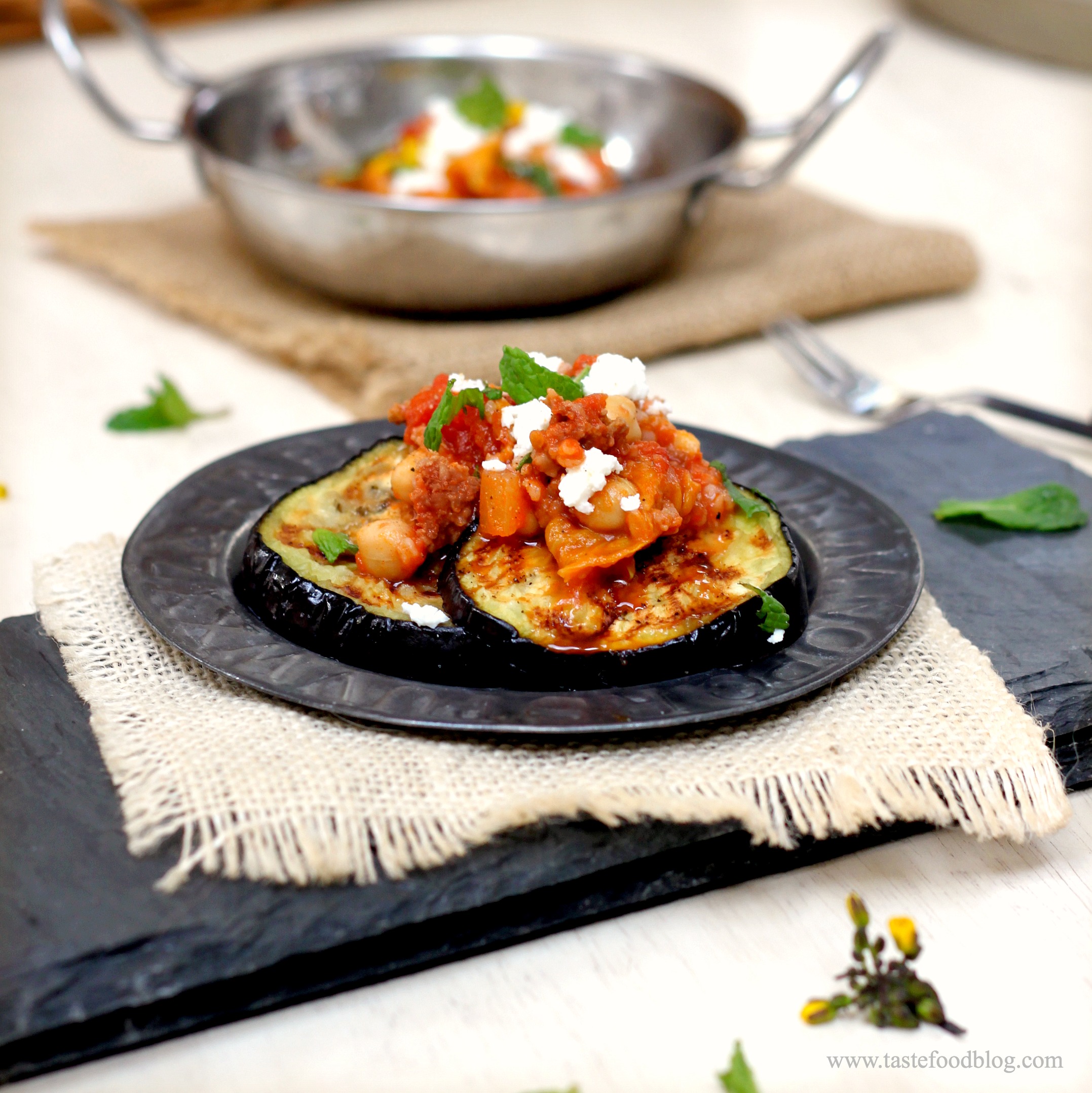 Lamb, Bulgur and Chickpea Stew with Roasted Eggplant – TasteFood